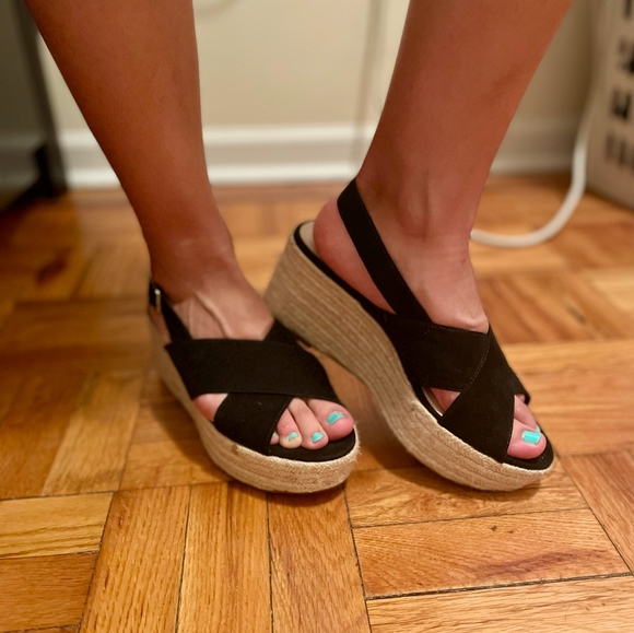 Bar III | Shoes | Summer Sandals Black And Beige Wedge Heel | Poshmark